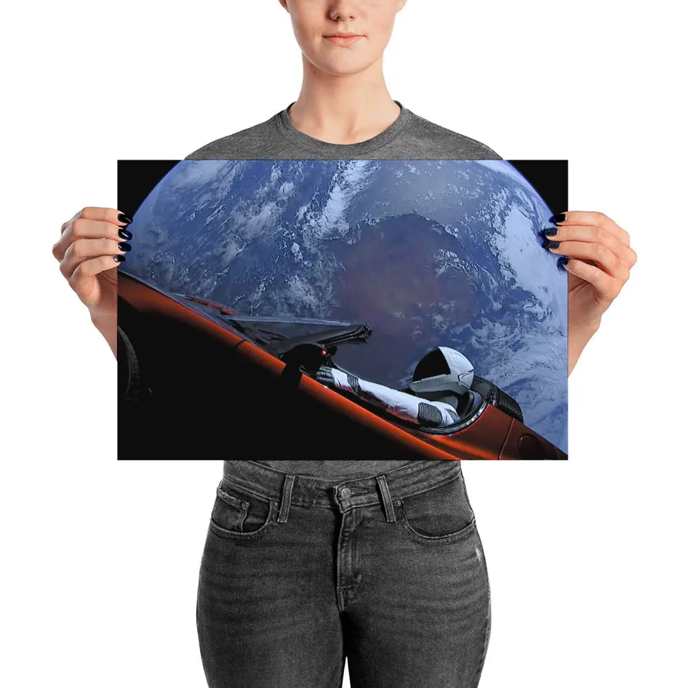 SpaceX Tesla Spaceman Roadster Poster *Starman* Art Wall Print – AstroGear